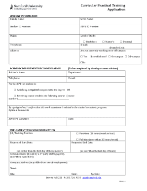 Fillable Online Curricular Practical Training Information Please allow ...
