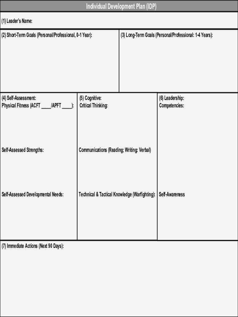 Fillable Online Individual Development Plan (IDP) Fax Email Print ...