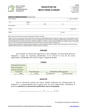 Completable En línea solicitud de beca para cursos Fax Email Imprimir - pdfFiller