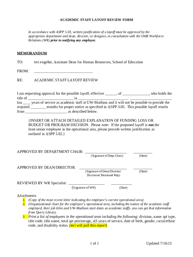 LAYOFF REVIEW Doc Template | pdfFiller