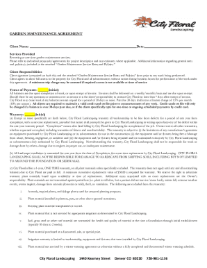 Fillable Online Landscape Maintenance Contract Template Pdf Fax Email ...