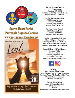 Fillable Online Mass Schedule - Sacred Heart Parish Fax Email Print - pdfFiller