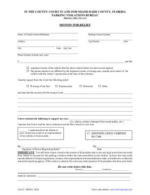 Fillable Online Motion For Relief. Motion For Relief CLK/CT. 288 Fax ...