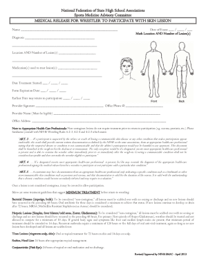 Fillable Online nfhs medical release form for wrestler to participate ...