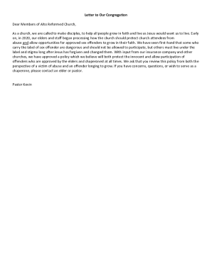 Fillable Online Letter to Our Congregation Fax Email Print - pdfFiller