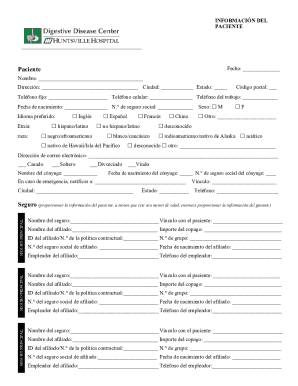 Completable En línea Informacio'n del paciente/Patient information ...