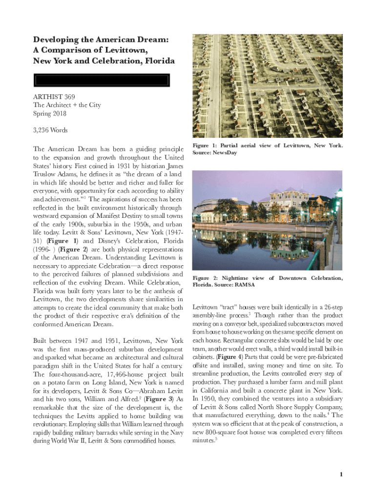 Fillable Online How William Levitt Helped to Fulfill the American Dream ...