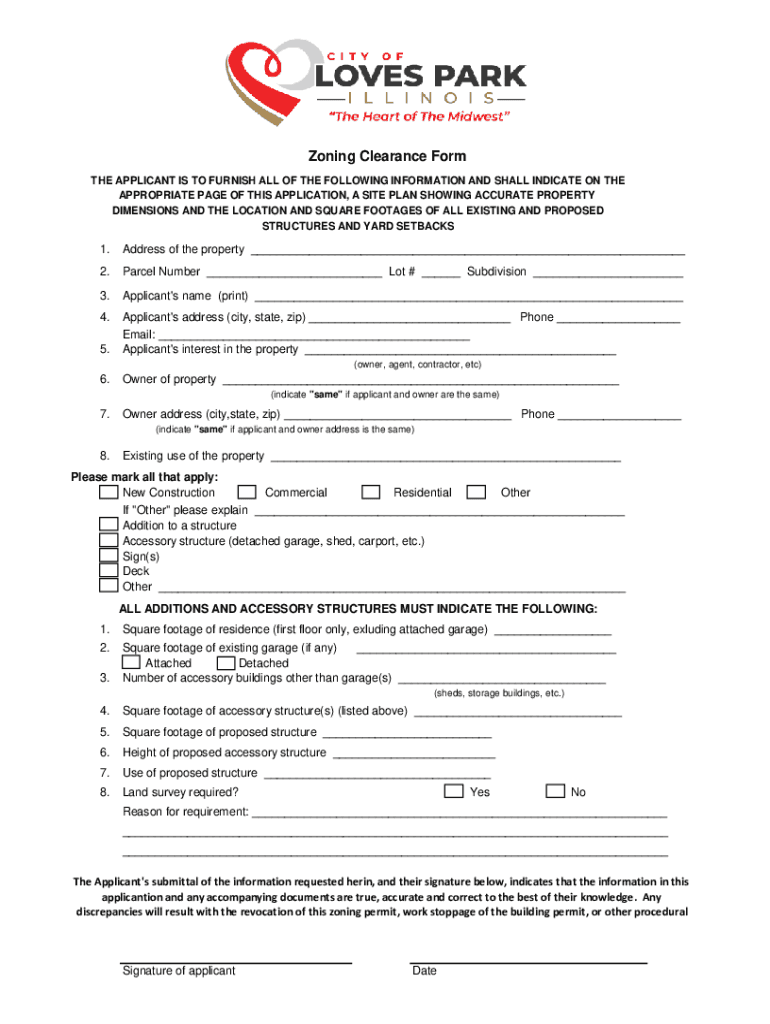 Fillable Online Zoning Clearance Form Fax Email Print - pdfFiller
