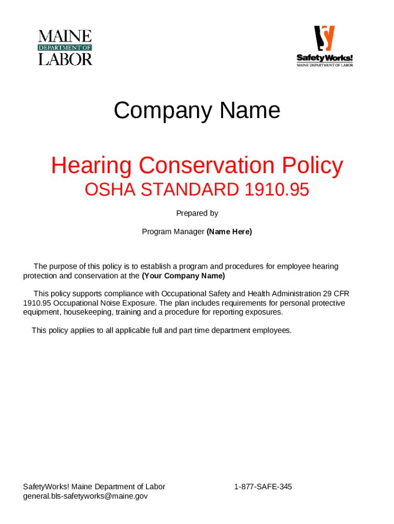 MDOL: Sample Workplace Safety and Health Programs page Doc Template ...