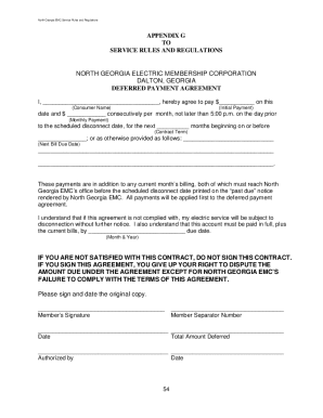 Fillable Online APPENDIX G TO SERVICE RULES AND REGULATIONS NORTH ...