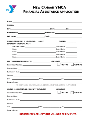 Fillable Online new canaan ymca financial assistance application Fax Email Print - pdfFiller