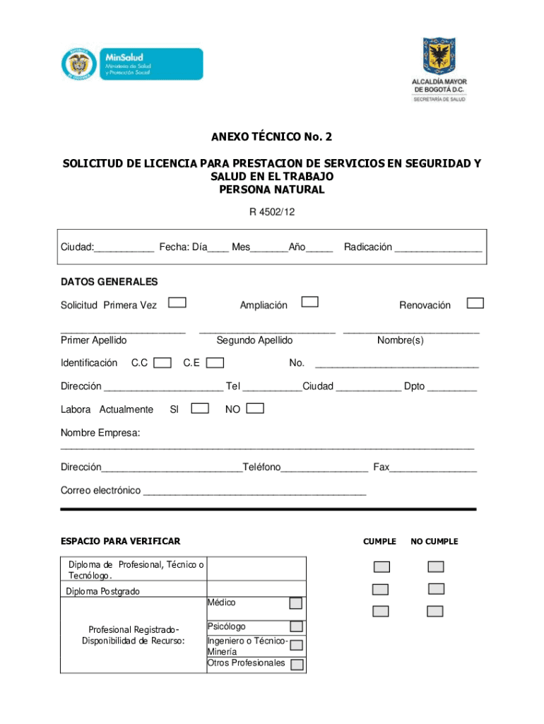 Licencia en Seguridad y Salud en el Trabajo Resolucin 4502: Fill out ...