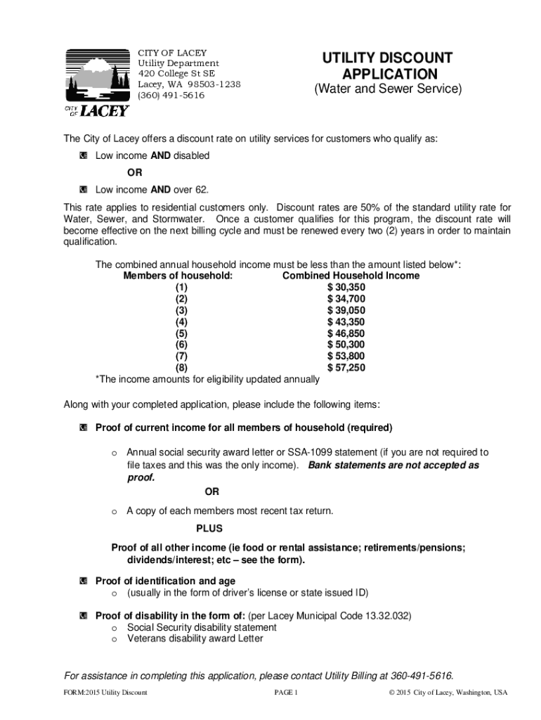 Fillable Online UTILITY DISCOUNT APPLICATION Fax Email Print - pdfFiller