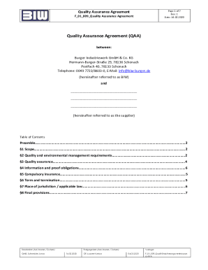 Fillable Online Quality assurance agreement for service providers Fax ...