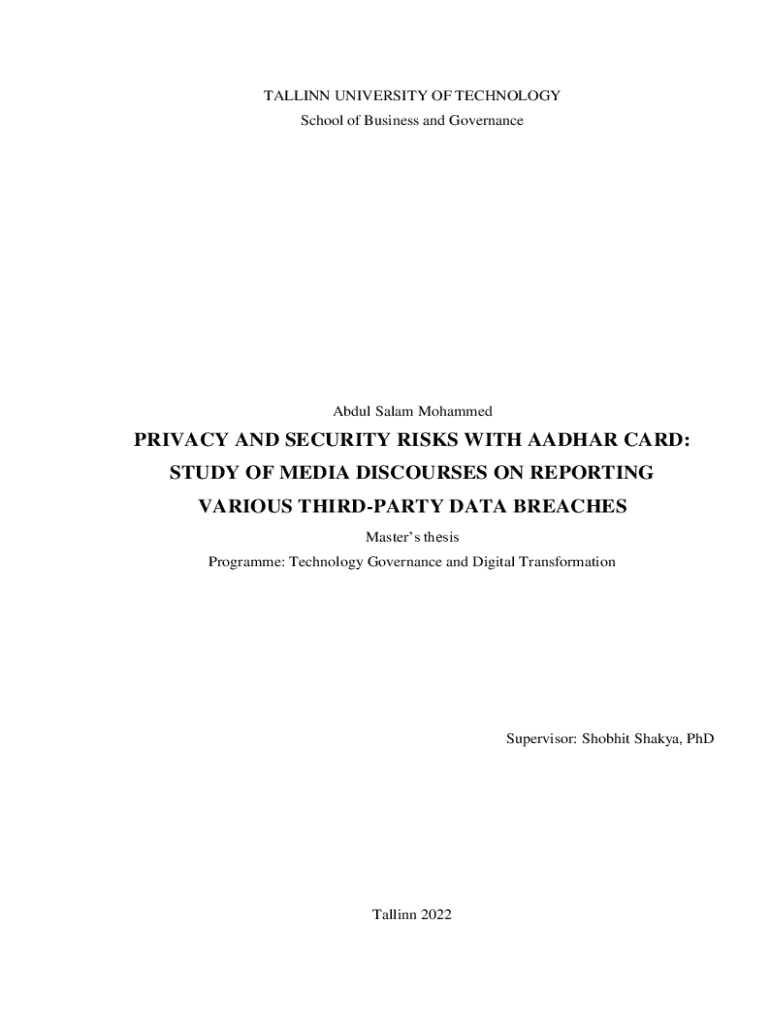 Fillable Online privacy and security risks with aadhar card: study of media ... Fax Email Print ...
