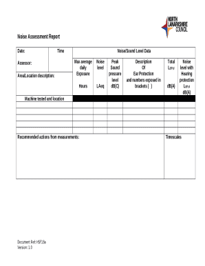 Environmental Services Noise Assessment Report Doc Template | pdfFiller