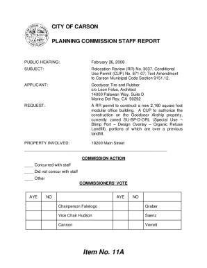 Fillable Online ci carson ca Planning Commission Staff Report - City of Carson, California Fax ...