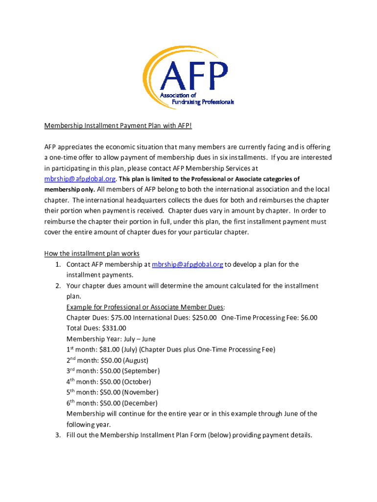 Fillable Online Set up an Installment Payment Plan with AFP- Word Fill ...