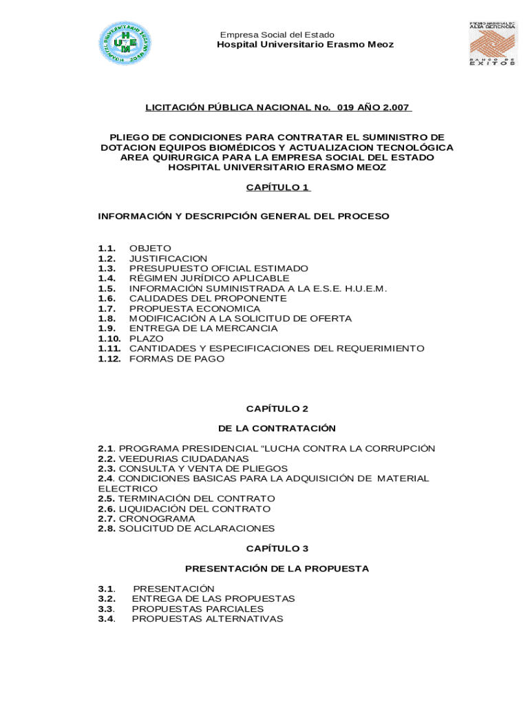 PROYECTO PLIEGO DE CONDICIONES Doc Template | pdfFiller