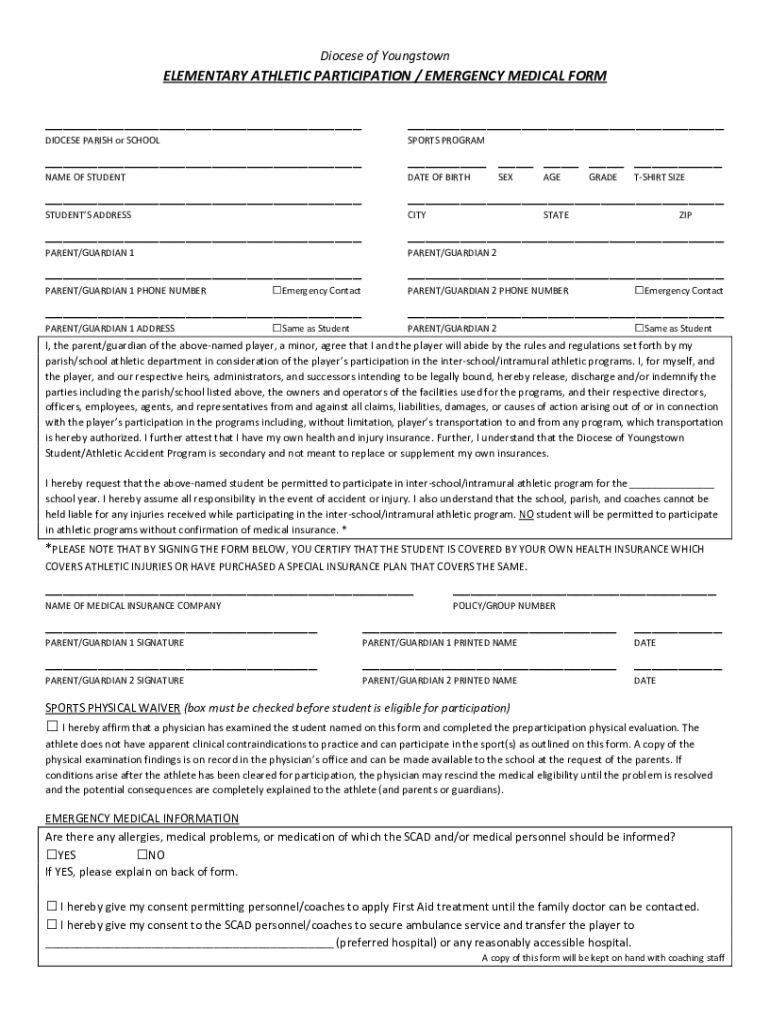 Fillable Online insert parish name here consent form/medical ... Fax ...