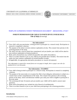 Sample Adult Consent TemplateExpedited/Full Board ... - cphs berkeley Doc Template | pdfFiller