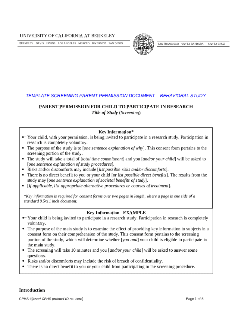 Sample Adult Consent TemplateExpedited/Full Board ... - cphs berkeley ...