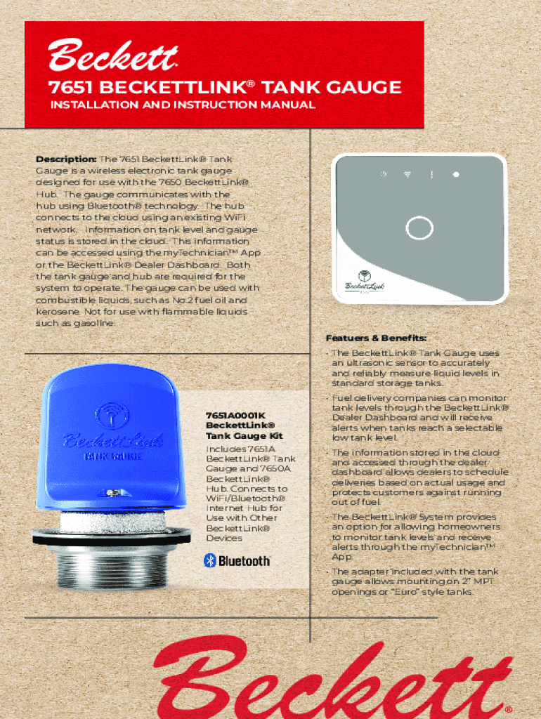 Fillable Online BeckettLink Connected Tank Gauge - Complete Kit Fax Email Print - pdfFiller