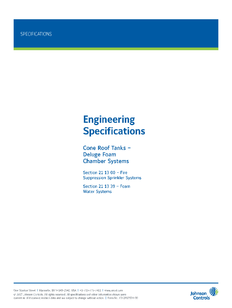 Johnson Controls, Inc. Cone Roof Tanks Deluge Foam Chamber Systems ...