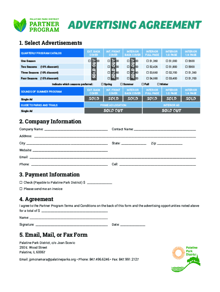 Fillable Online Advertising Agreement Form for C.A.S.T. for ... Fax ...