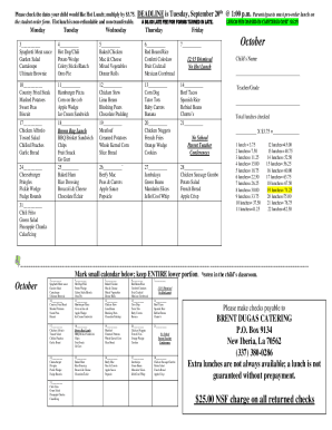 Fillable Online Hot Lunch Program - Saint John School of Little Canada ...