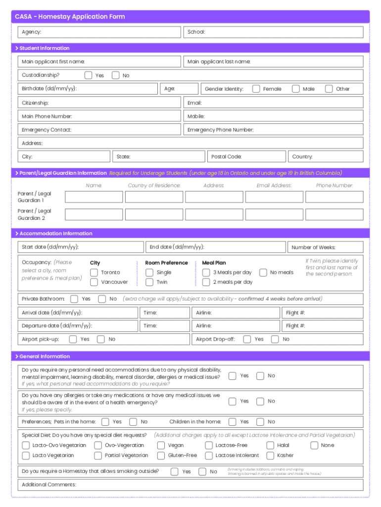 Fillable Online Homestay Registration Form - Fill and Sign Printable ...