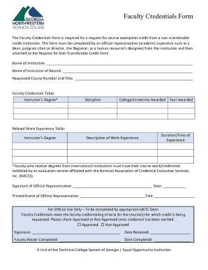 Fillable Online Faculty Credentials Form Fax Email Print - pdfFiller