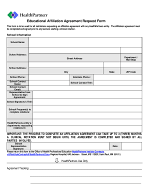 Fillable Online Educational Affiliation Agreement Request Form Fax ...