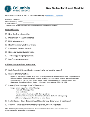 Fillable Online Fillable Online New Student Enrollment Checklist Fax Email Print - pdfFiller