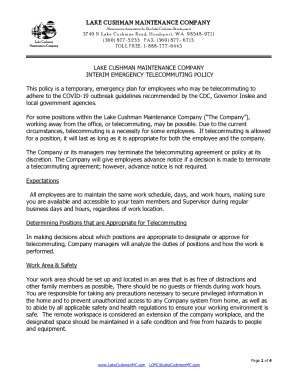 Fillable Online Lake Cushman Maintenance Co Inc Company Profile Fax ...