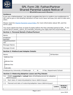 Application for Maternity or Adoption Support Leave Doc Template | pdfFiller