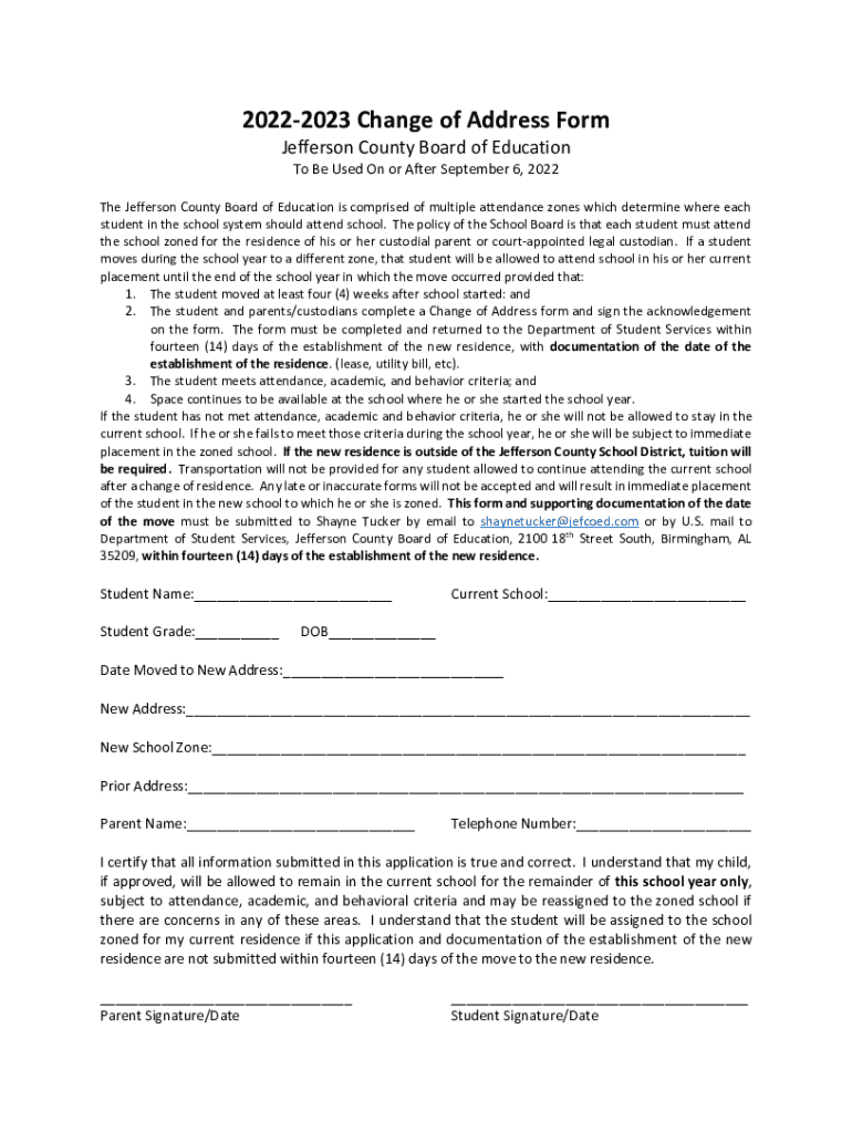 Fillable Online 2022-2023 Change of Address Form Fax Email Print ...