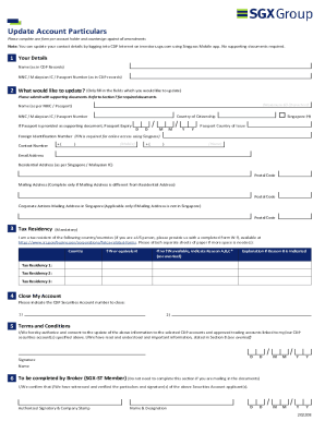 Fillable Online UPDATE OF PARTICULARS FORM (INDIVIDUAL / JOINT) Fax Email Print - pdfFiller