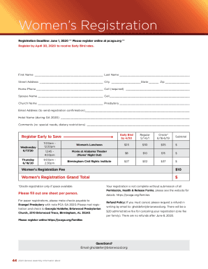 Fillable Online Women's Registration Fax Email Print - pdfFiller