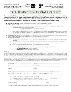 Fillable Online CALL TO ARTISTS / DONATION FORM Fax Email Print - pdfFiller