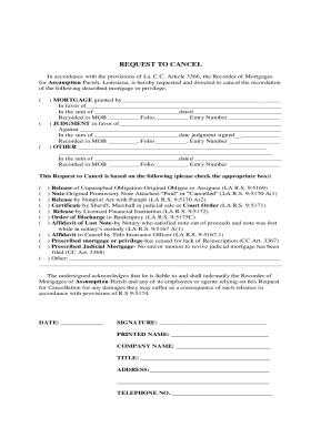 Fillable Online REQUEST FOR CANCELLATION Fax Email Print - pdfFiller