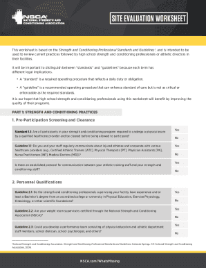 Fillable Online Site Evaluation Worksheet Fax Email Print - pdfFiller