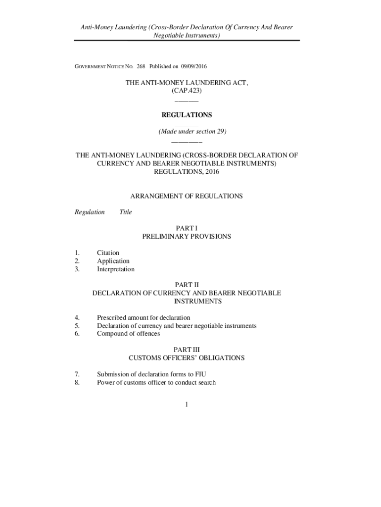 Fillable Online Anti-Money Laundering (Cross-Border Declaration Of ...