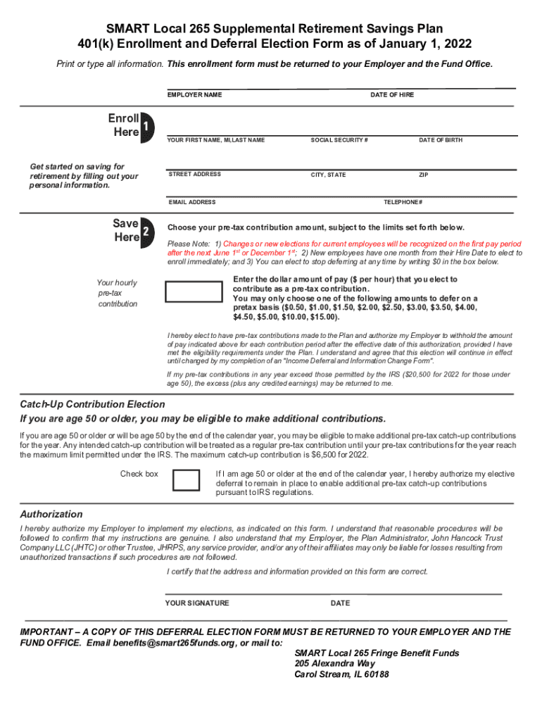 Fillable Online 401(k) Enrollment and Deferral Election Form - Update 4 ...