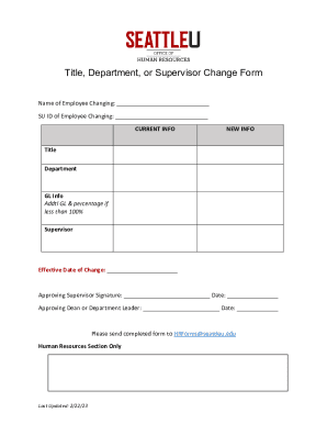 Fillable Online Employee Change of Department Form - Controller's ...