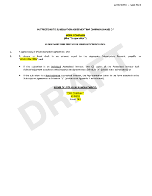 Fillable Online Form of Subscription Agreement. Fax Email Print - pdfFiller