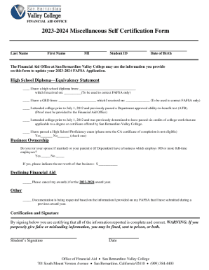 Fillable Online Fillable 2020-2021 Miscellaneous Self Certification ...