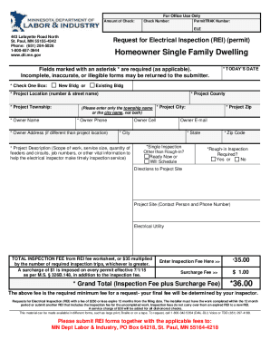 Fillable Online Request for Electrical Inspection permit form for one ...
