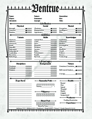 Fillable Online Ventrue - MrGone's Character Sheets Fax Email Print - pdfFiller