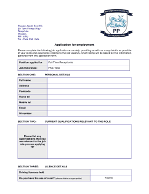 Fillable Online full-time-receptionist---job-specification--- ... Fax ...